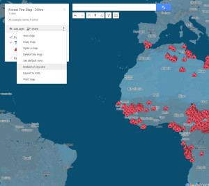 How to make an animated forest fire map using Google My Maps and Carto