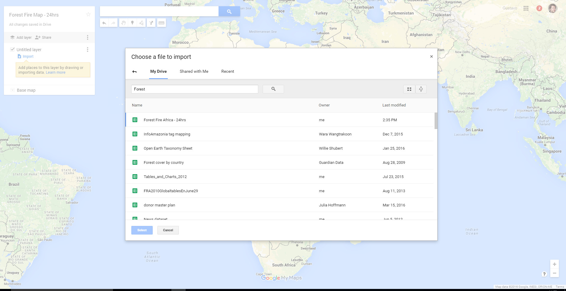 How to make an animated forest fire map using Google My Maps and Carto